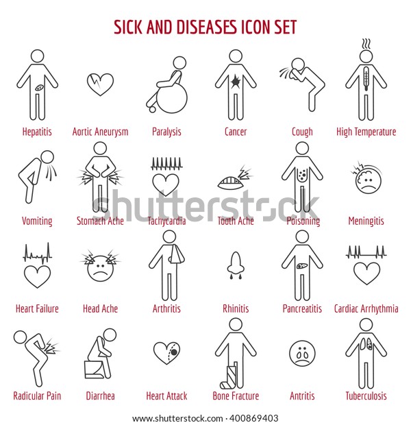 Sick People Icons Different Diseases Line Stock Vector (Royalty Free ...