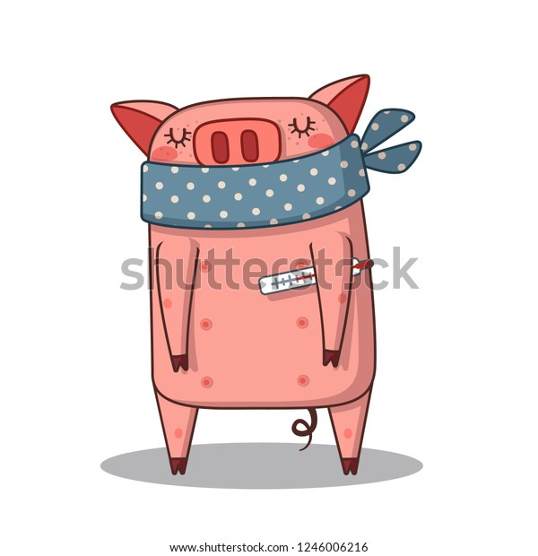 Sick Pig Scarf Thermometer Stock Vector (Royalty Free) 1246006216 ...