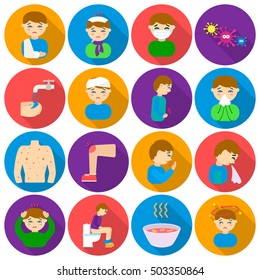 Sick Set Icons Flat Style Big Stock Vector (Royalty Free) 503350864 ...