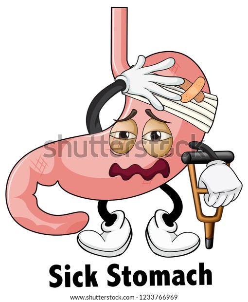 Sick Stomach On White Background Illustration Stock Vector (Royalty ...