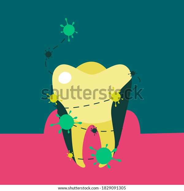 Sick Tooth Flat Cartoon Illustration Infection Stock Vector (Royalty ...