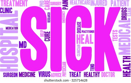 Sick Word Cloud On White Background Stock Vector (Royalty Free ...
