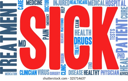 Sick Word Cloud On White Background Stock Vector (Royalty Free ...