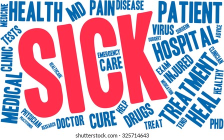 Sick Word Cloud On White Background Stock Vector (Royalty Free ...