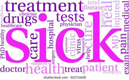 Sick Word Cloud On White Background Stock Vector (Royalty Free ...