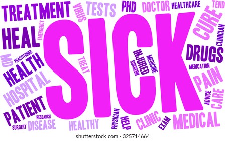Sick Word Cloud On White Background Stock Vector (Royalty Free ...