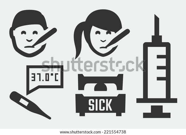 Sickness Related Vector Icons Set Stock Vector (Royalty Free) 221554738