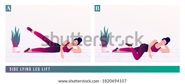 Side Lying Leg Lift Exercise Women Stock Vector (Royalty Free ...