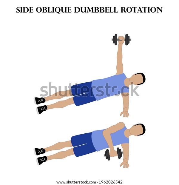 Side Oblique Dumbbell Rotation Exercise Strength Stock Vector (Royalty ...
