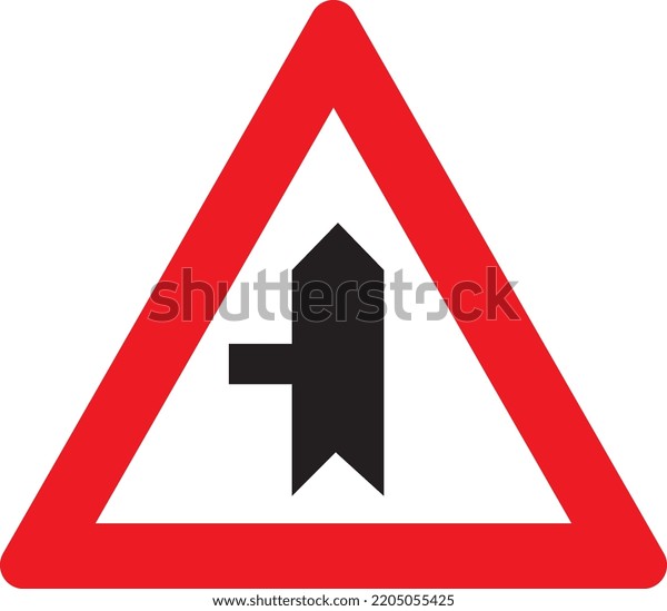 Side Road Ahead Left Warning Sign Stock Vector (Royalty Free ...