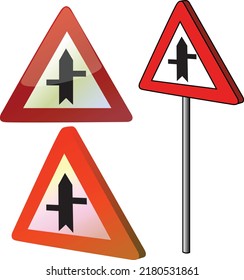 Side Roads Left Right Warning Sign Stock Vector (Royalty Free ...