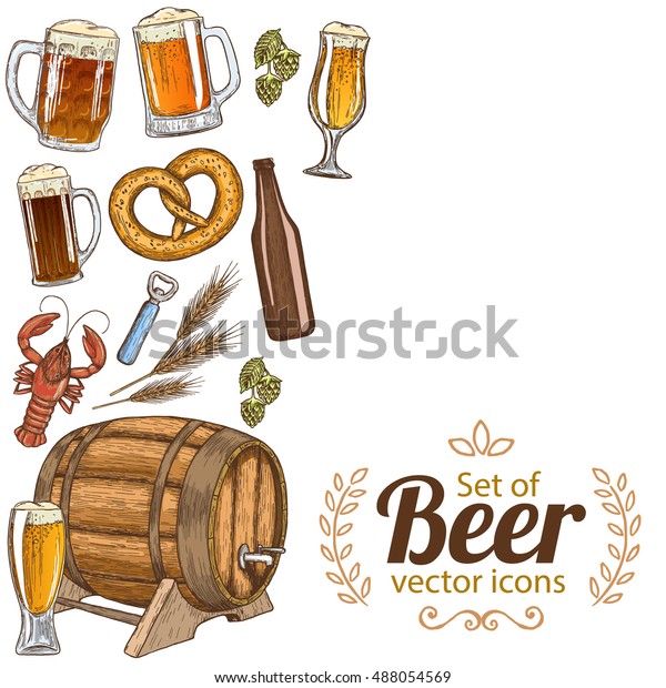 Side Vertical Border Colorful Beer Icons Stock Vector (Royalty Free ...