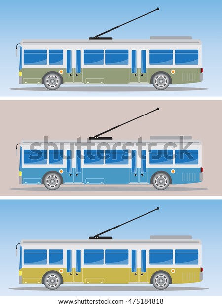 Side View Electric Bus Trolley Bus Stock Vector (Royalty Free ...