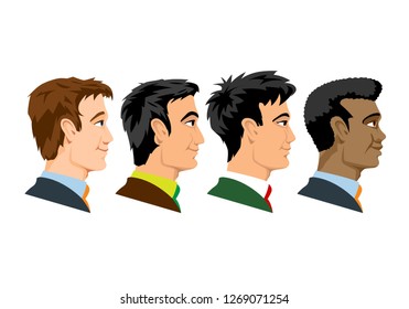 Side View Four Kind Races Men Stock Vector (Royalty Free) 1269071254
