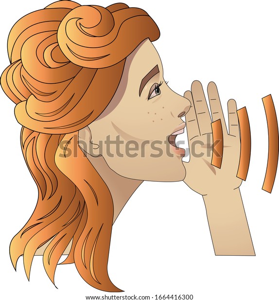 Side View Ginger Woman Talking Someone Stock Vector (Royalty Free ...