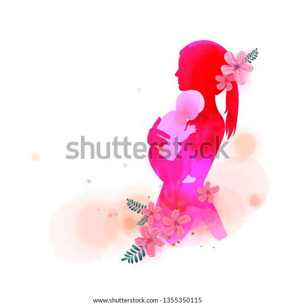 Side View Happy Mom Holding Adorable Stock Vector (Royalty Free ...