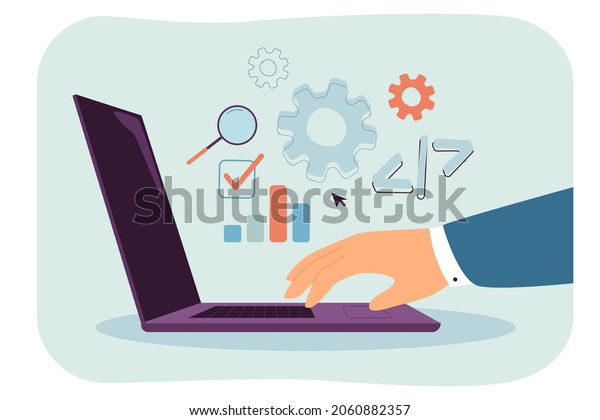 Side View Laptop Coding Signs Vector Stock Vector (Royalty Free ...