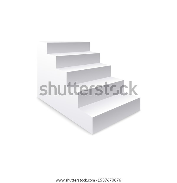 Side View White Realistic Stair Staircase Stock Vector (Royalty Free ...