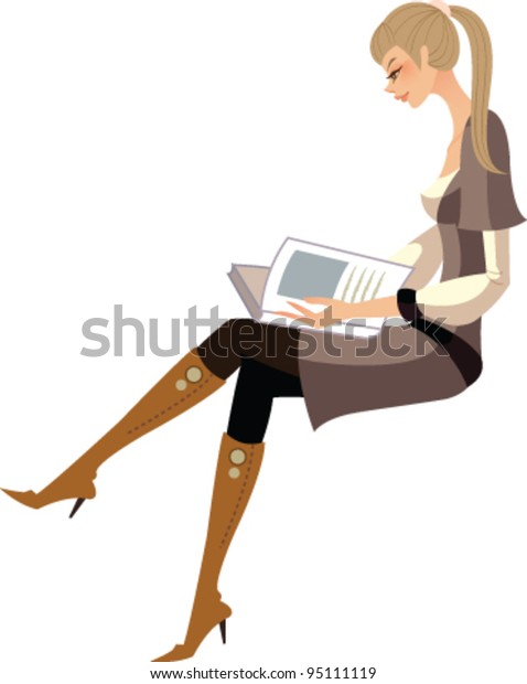 Side View Woman Sitting Stock Vector (Royalty Free) 95111119 | Shutterstock