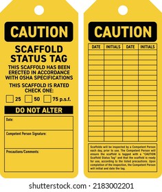 Sided Scaffold Safety Tag Vector Stock Vector (Royalty Free) 2183002201 ...