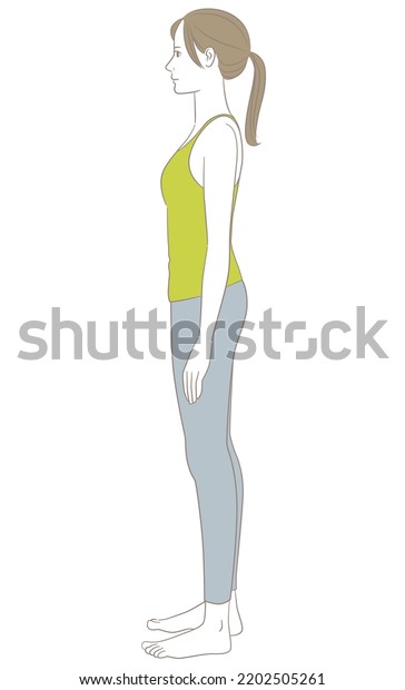Sideways Woman Standing Correct Posture Stock Vector (Royalty Free ...
