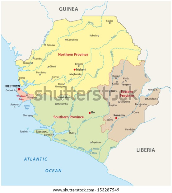 Sierra Leone Administrative Map Stock Vector (Royalty Free) 153287549 ...