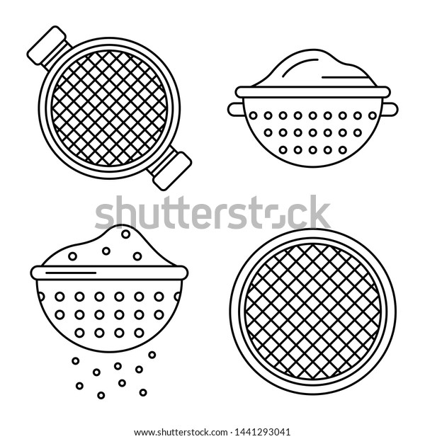 Sieve Icons Set Outline Set Sieve Stock Vector (Royalty Free) 1441293041