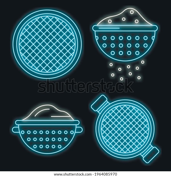 Sieve Icons Set Outline Set Sieve Stock Vector (Royalty Free ...