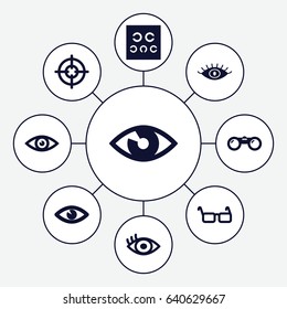 Sight Icons Set Set 9 Sight Stock Vector (Royalty Free) 640645084
