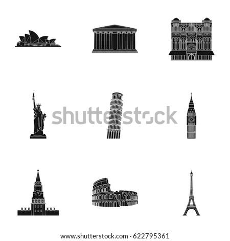 Sights Countries World Famous Buildings Monuments Stock Vector (Royalty ...