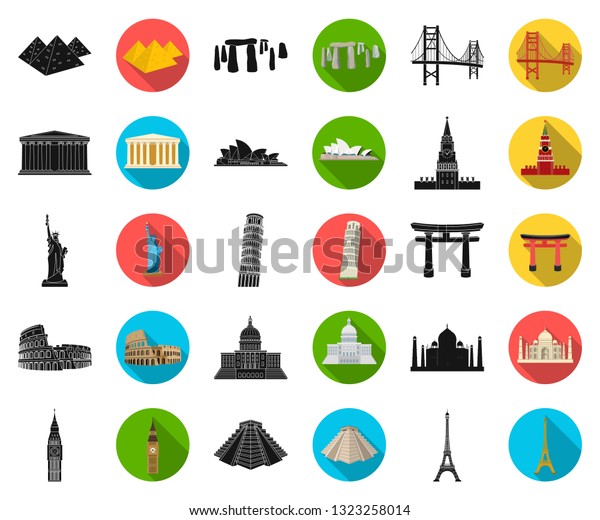 Sights Different Countries Cartoon Icons Set Stock Vector (Royalty Free ...