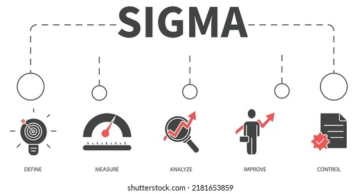 Sigma Vector Illustration Concept Banner Icons Stock Vector (Royalty ...