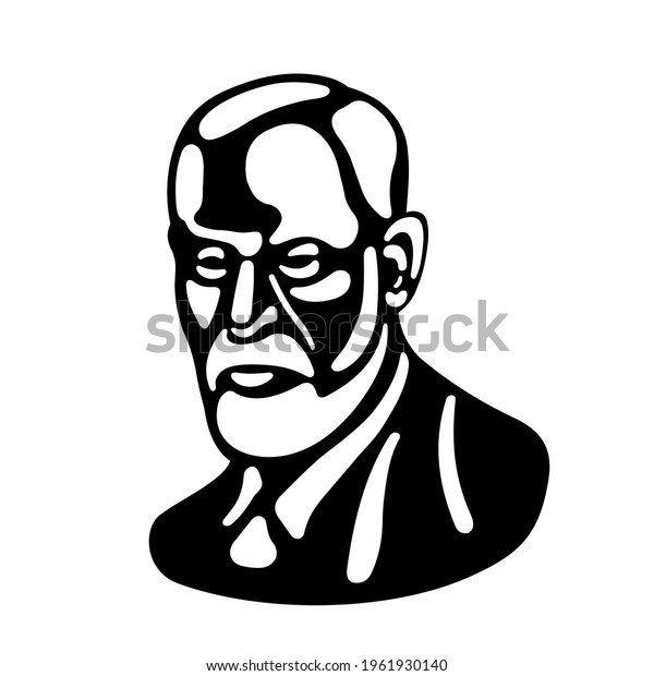 Sigmund Freud Father Psychoanalysis Portrait Stencil Stock Vector ...
