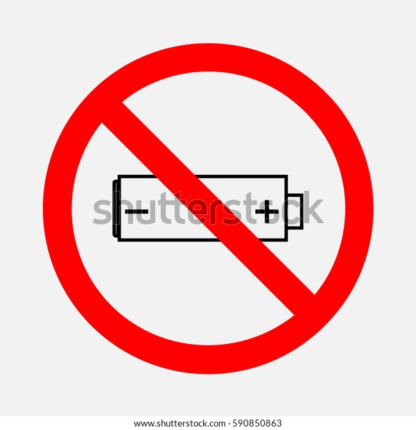 Sign Ban No Battery Stock Vector (Royalty Free) 590850863