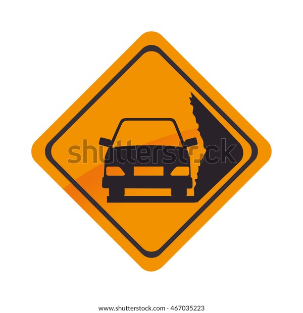 Sign Car Yellow Precaution Caution Symbol Stock Vector (Royalty Free ...