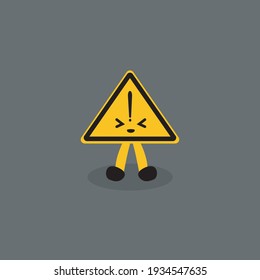 Sign Caution Cute Face Stock Vector (Royalty Free) 1934547635 ...