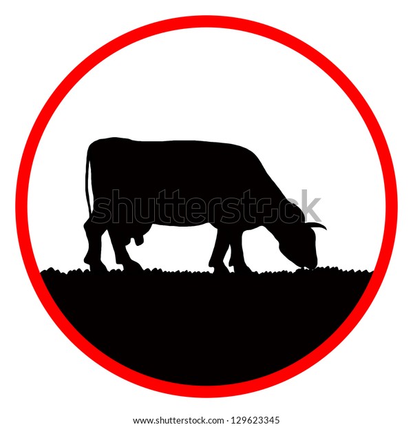 Sign Grazing Cow Red Circle Can Stock Vector (Royalty Free) 129623345