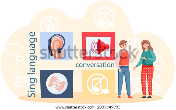 Sign Language Conversation Modern Teaching Method Stock Vector (Royalty ...