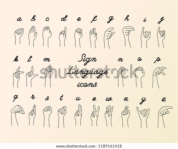 Sign Language Gestures Letters Stock Vector (Royalty Free) 1189161418 ...