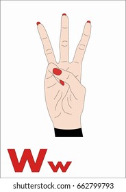 Sign Language Letter W Stock Vector (Royalty Free) 662799793 | Shutterstock