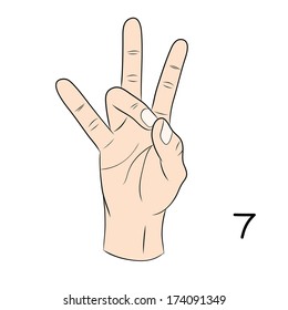 Sign Language Number 7 Stock Vector (Royalty Free) 174091349 | Shutterstock