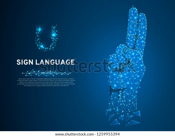 Sign Language U Letter Hand Two Stock Vector (Royalty Free) 1259955394 ...