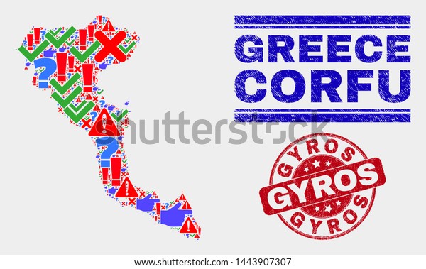 Sign Mosaic Corfu Island Map Seal Stock Vector (Royalty Free ...
