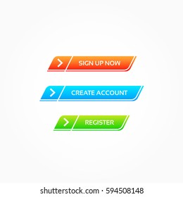 Sign Now Create Account Register Buttons Stock Vector (Royalty Free ...