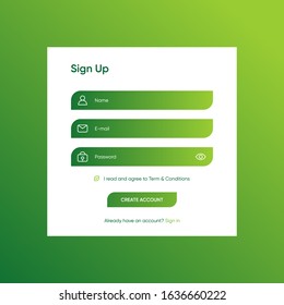 Sign Page Green Gradient Registration Form Stock Vector (Royalty Free ...
