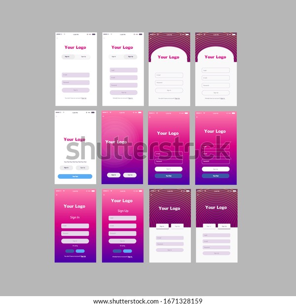 Sign Pages App Ui Mobile Set Stock Vector (Royalty Free) 1671328159 ...