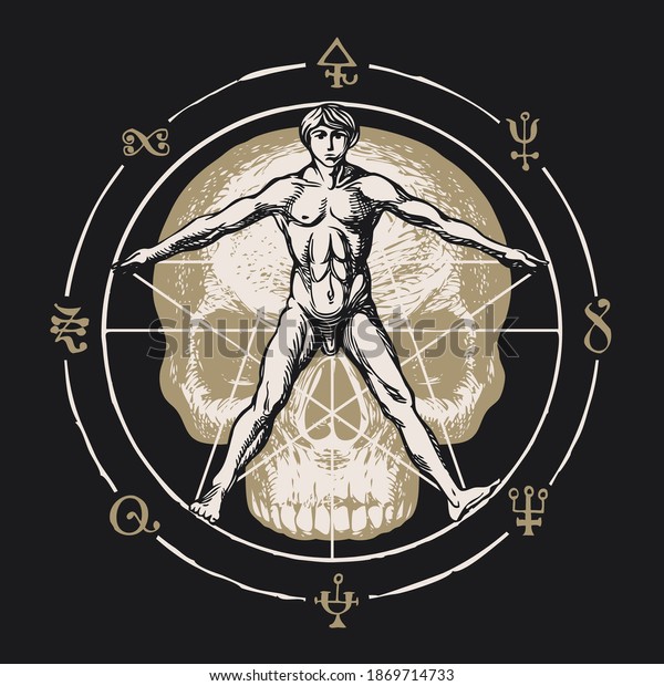 Sign Sign Pentagram Vitruvian Man On Stock Vector (Royalty Free ...
