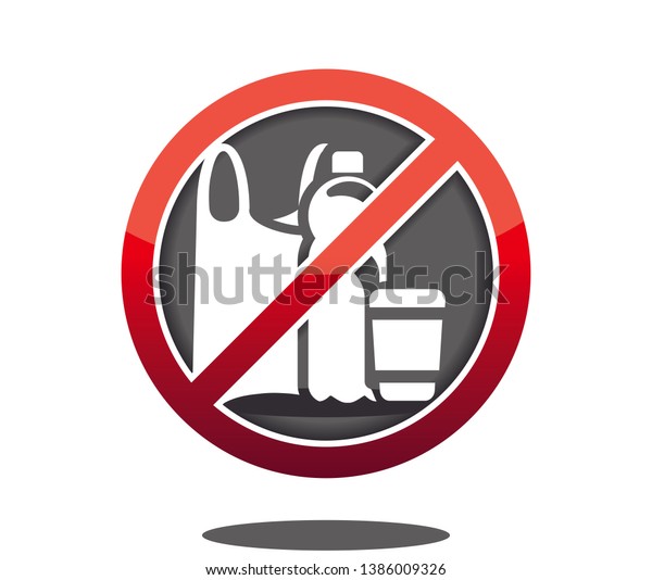 Sign Prohibiting Use Plastic Containers Packages Stock Vector (Royalty ...