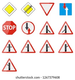 Europe Priority Road Signs 스톡 벡터(로열티 프리) 1214328730 | Shutterstock