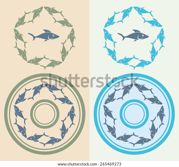 Sign Silhouette Fish Circle Stock Vector (Royalty Free) 265469273 ...